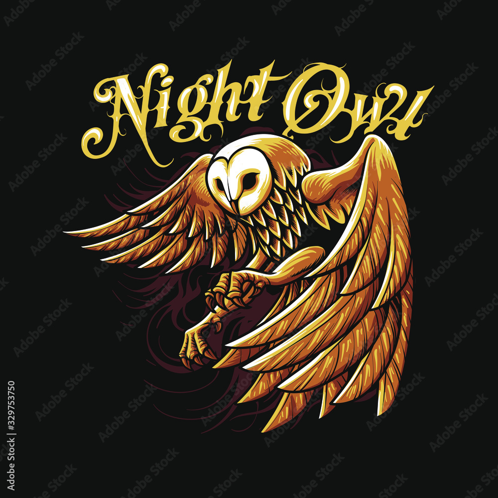Night owl gold vector illustration Stock Vector | Adobe Stock