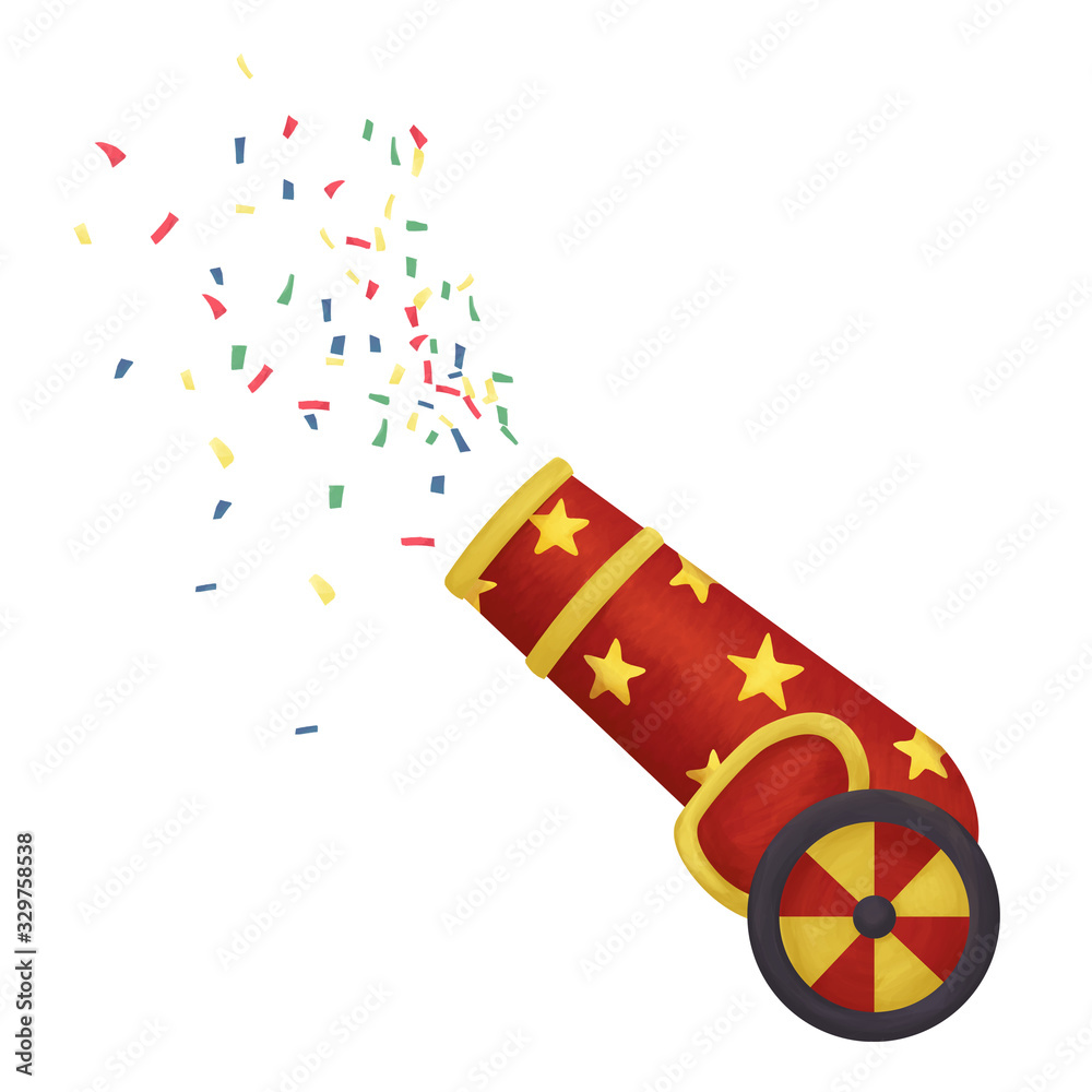 Party cannon. Clip art on white background Stock Illustration | Adobe Stock