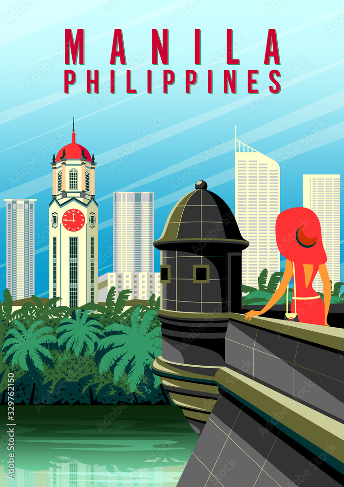 Old Manila, Philippines, fantasy cityscape with Intramuros City Walls ...