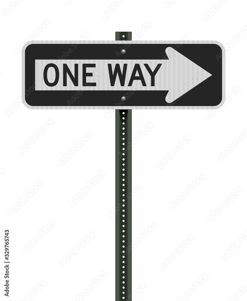 Vector illustration of the One Way horizontal right arrow road sign on ...