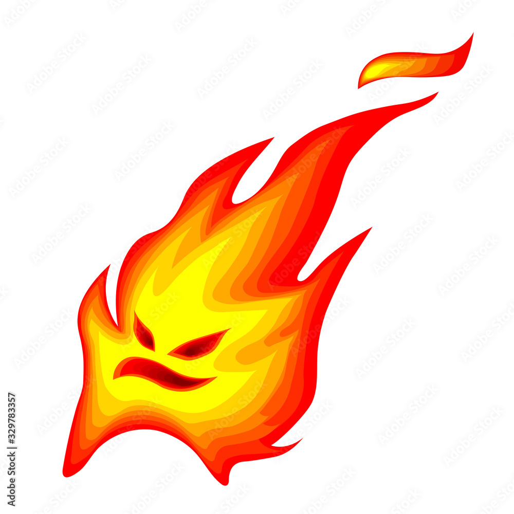funny abstract character, fire demon, symbol of danger, color vector ...