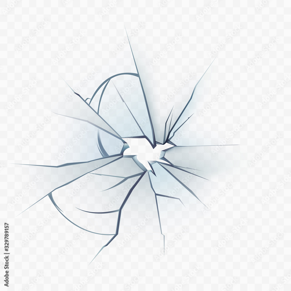 Smashed Glass Window Of Car Windshield Vector. Accident Cracked ...