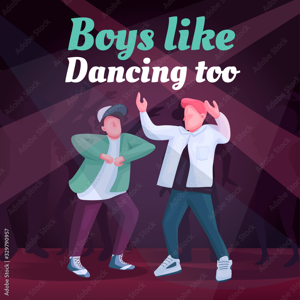 Free dance social media post mockup. Boys like dancing too phrase. Web ...