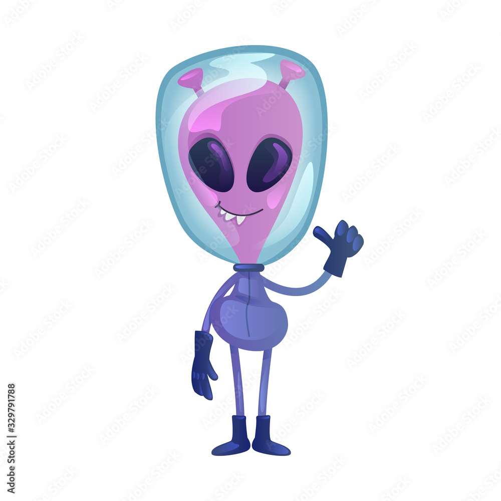 Smiling alien flat cartoon vector illustration. Extraterrestrial ...