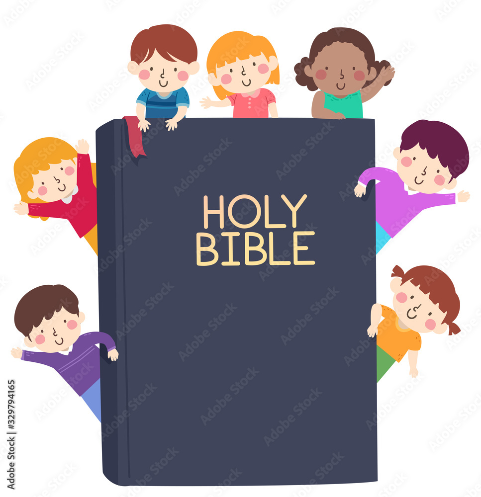 Children Reading The Bible Clip Art