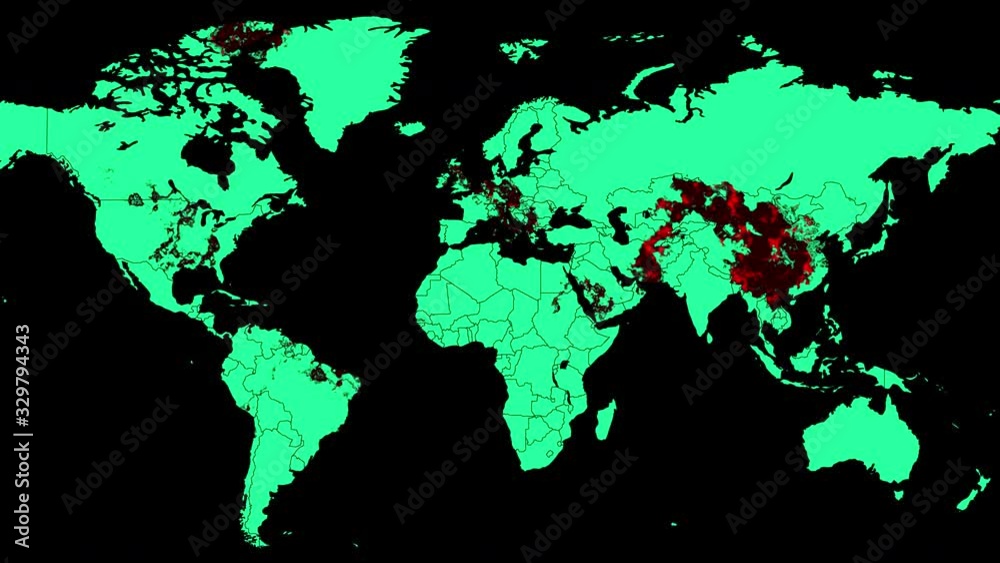 Warning, coronavirus outbreak, world map of the spread of coronavirus ...