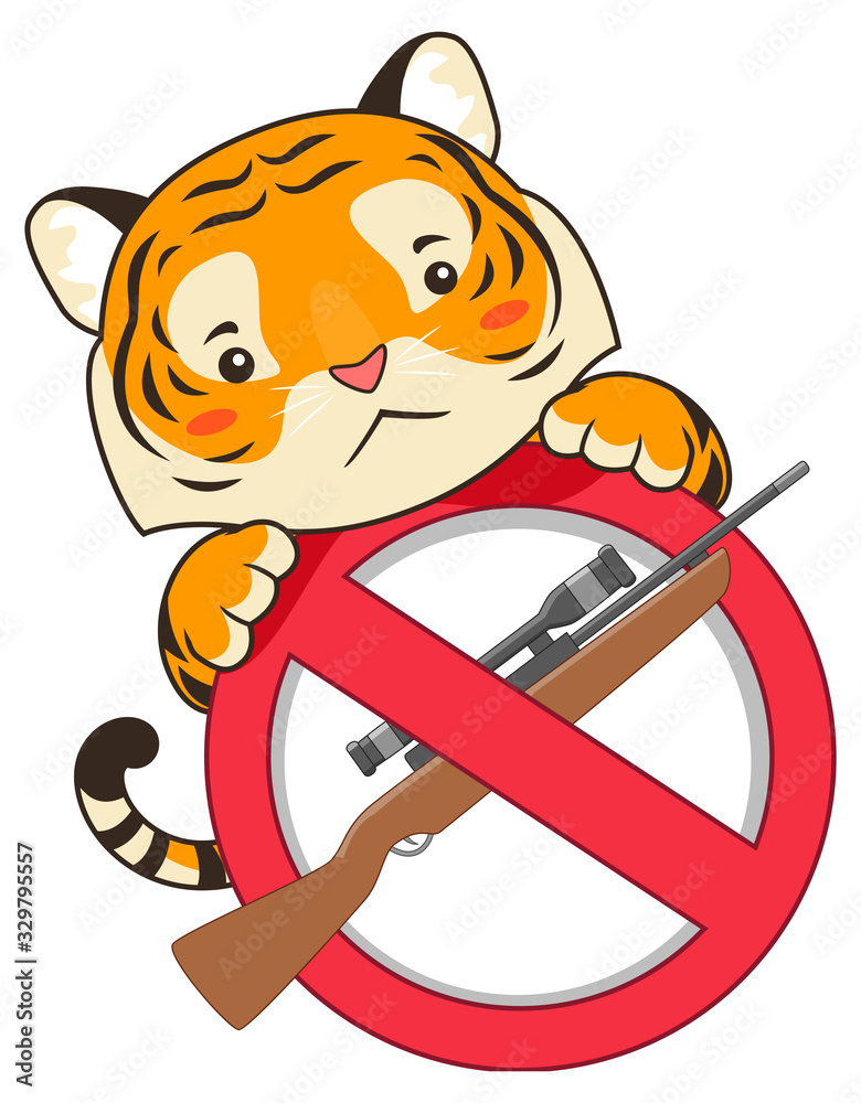 Mascot Tiger Stop Killing Illustration Stock Vector | Adobe Stock