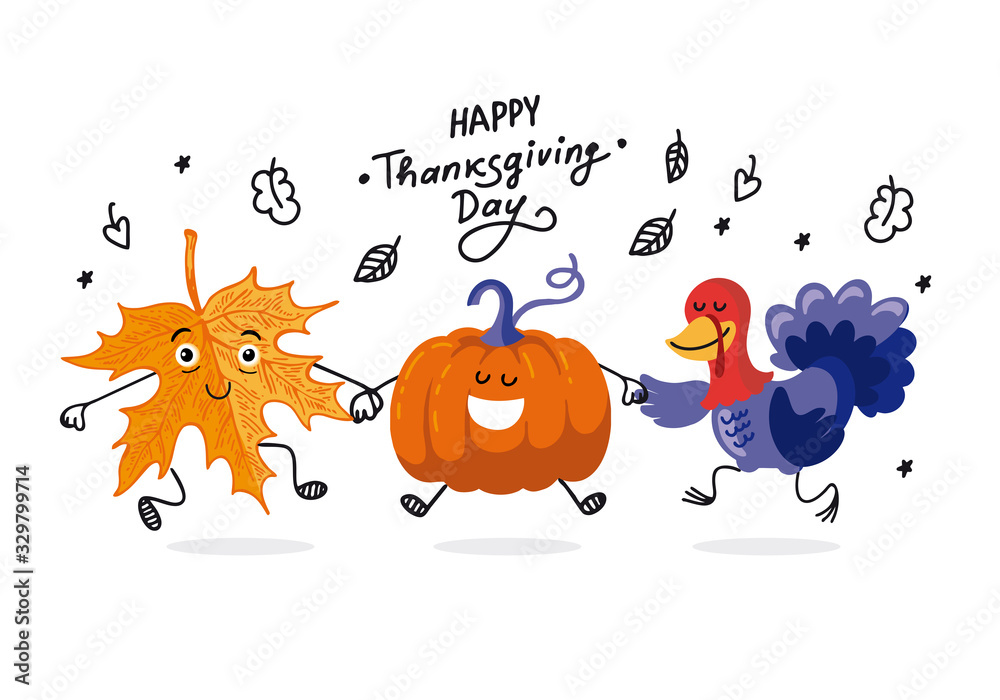 Vector poster of Thanksgiving day party invitations or greeting cards ...