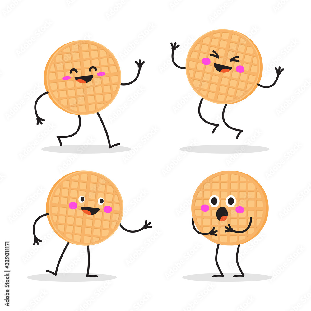 Belgian waffles or viennese waffles. Funny smiling cute waffle. Stock ... Belgian waffles or viennese waffles. Funny smiling cute waffle. Stock ...