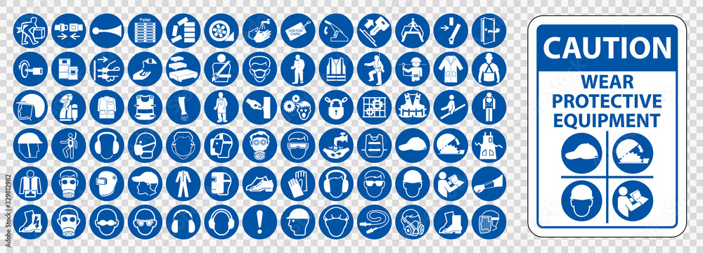 Symbol Safety Sign,Personal Protective Equipment (PPE) Isolate on ...