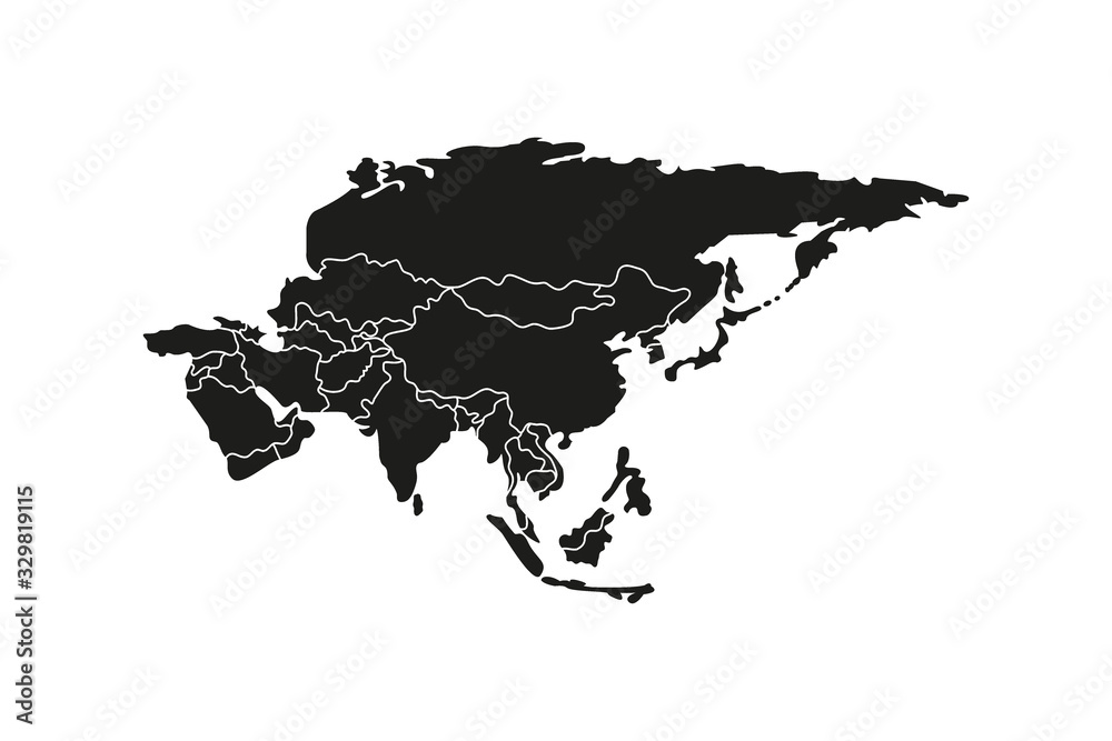 best Asia outline world map Stock Vector | Adobe Stock