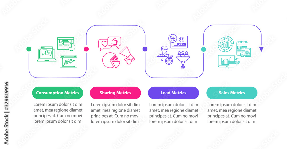 CRM efficiency metrics vector infographic template. Lead generation ...