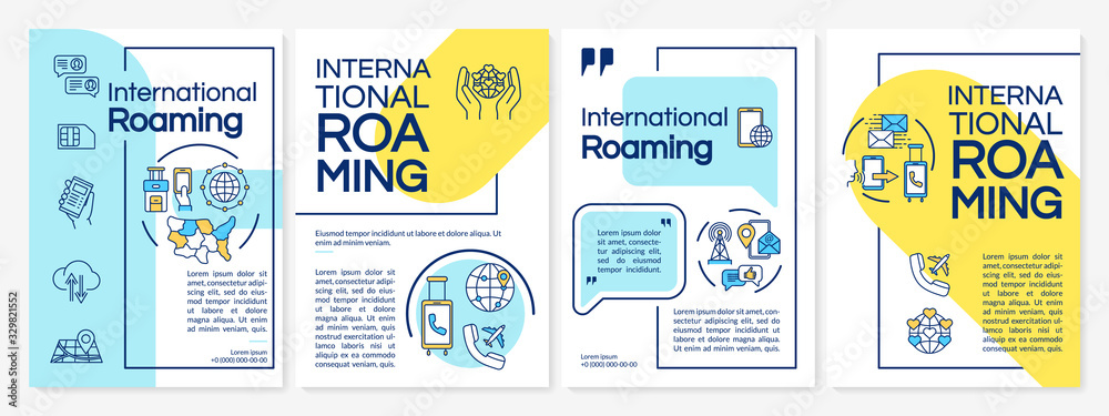 Vetor de Roaming, telecommunication abroad brochure template. Foreign ...