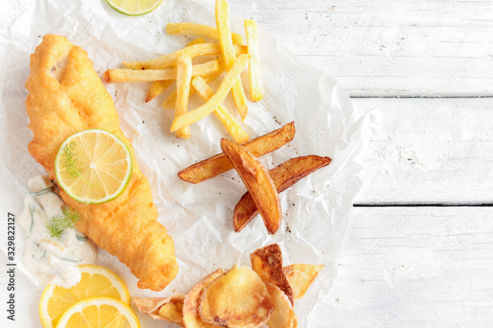 Fish and Chips Backfisch mit Pommes Stock Photo | Adobe Stock