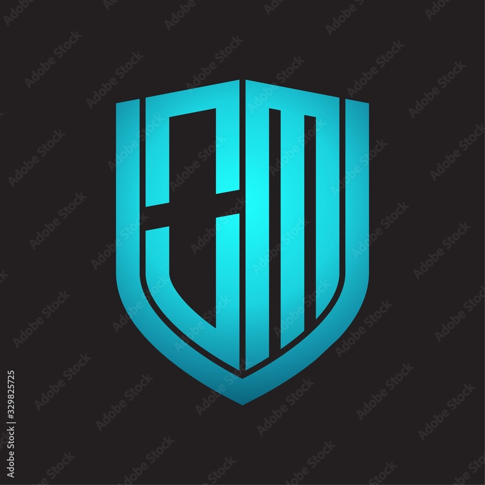 OM Logo monogram with emblem shield design isolated with blue colors on ...