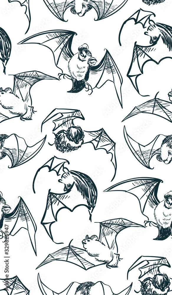bat seamless pattern japanese chinese oriental vector ink style design ...