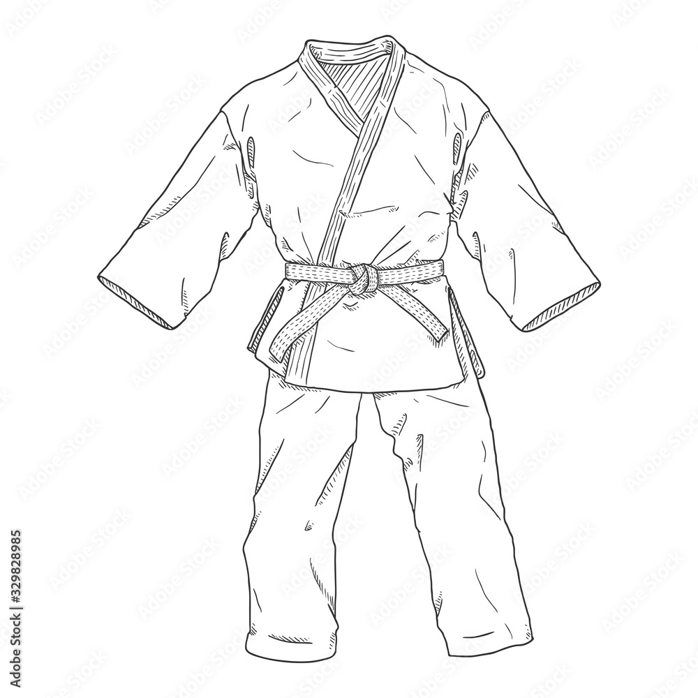 Vector Sketch Gi. Karate Kimono Illustration. Stock Vector | Adobe Stock