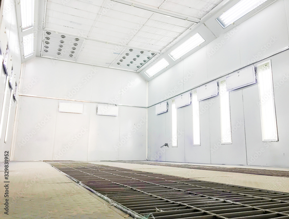 Automotive paint room,Paint booth in the car repair station. Stock ...