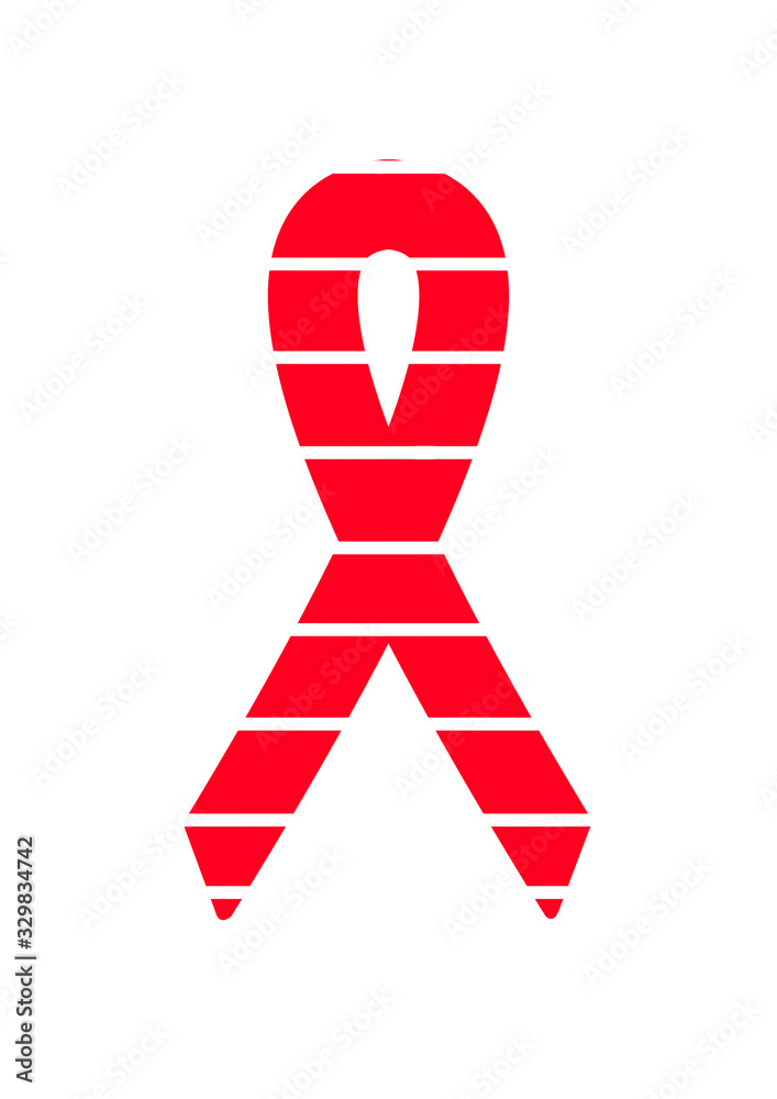Red ribbon symbol of AIDS and HIV disease. World AIDS Day. December is ...