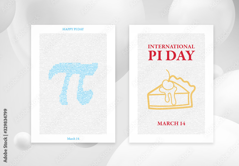 Pi Day Card Layout Set with Overlayed Illustration Stock Template ...