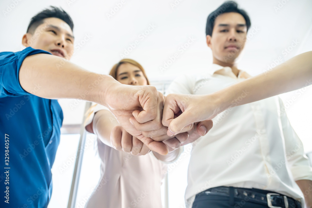 Teamwork business join hand together concept, Image of hands in circle ...