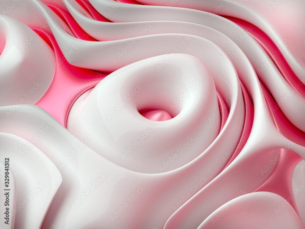 3d render of abstract 3d background based on smooth, wavy, curved, soft ...
