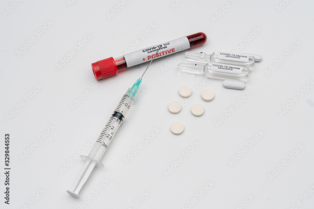 COVID 19 Coronavirus, infected blood sample in the sample tube, Vaccine ...