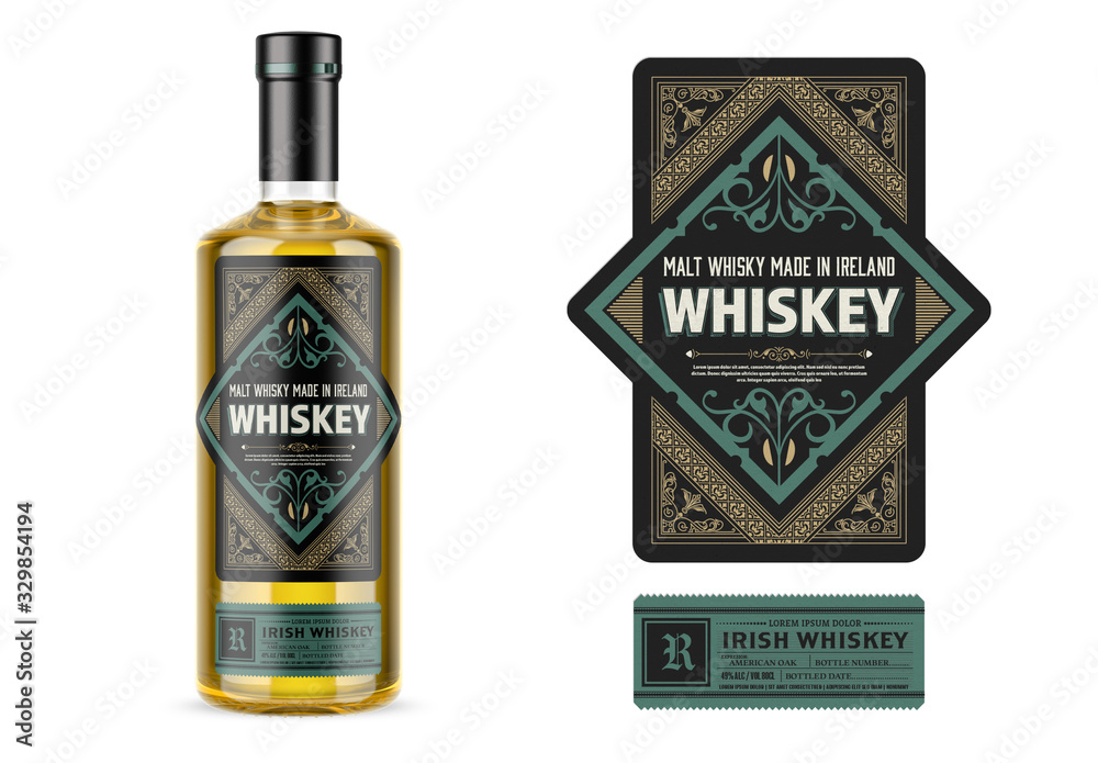Vintage Whiskey Label Packaging Layout Stock Template | Adobe Stock
