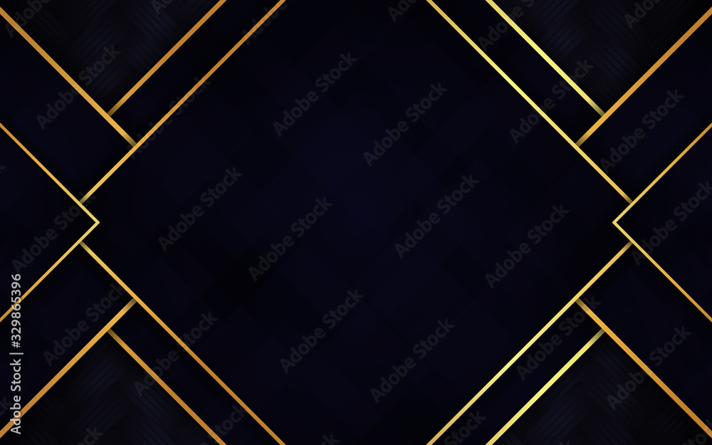 Elegant dark blue navy paper shape background a combination with golden ...