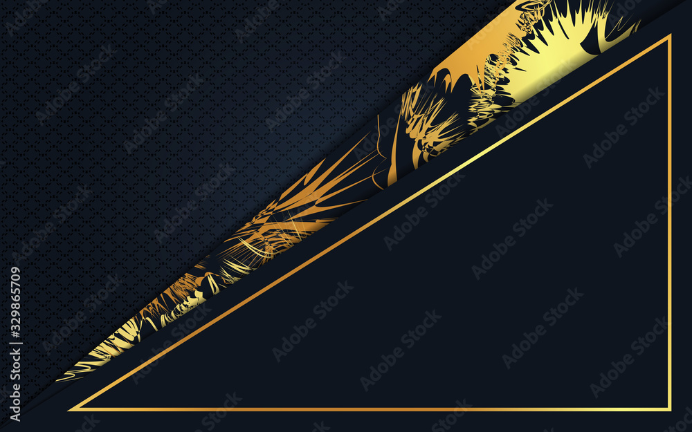Elegant dark blue navy paper shape background a combination with golden ...