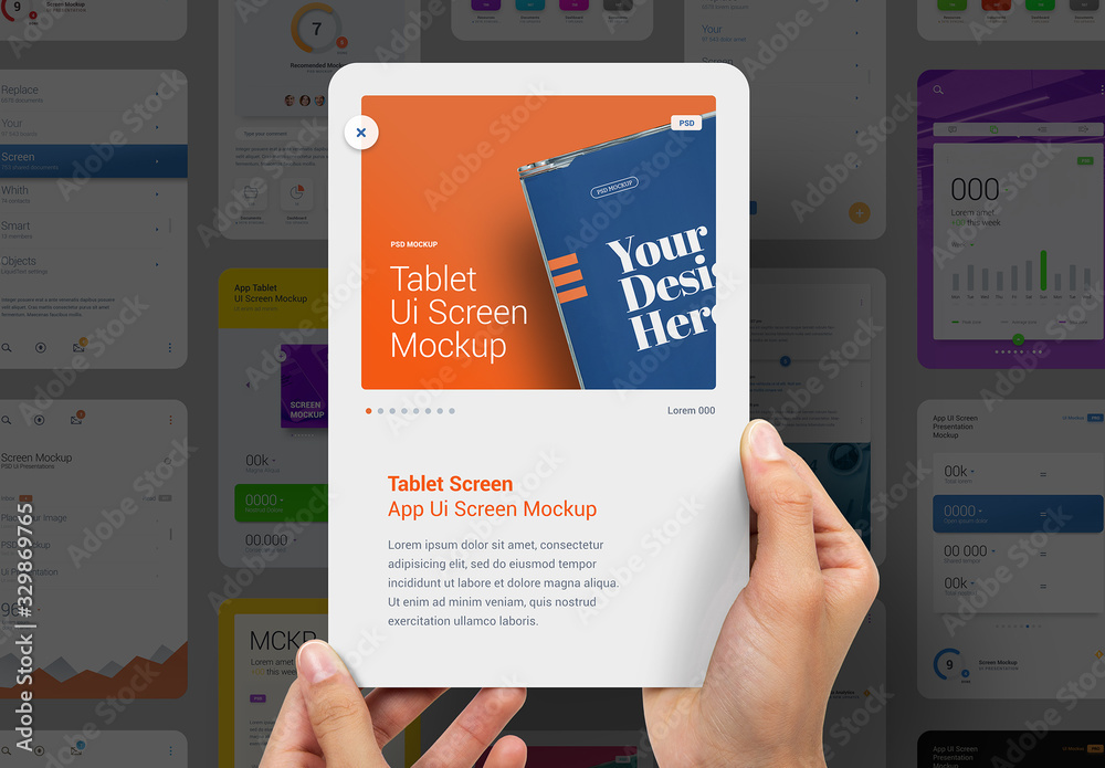 Hands Holding Tablet Presentation Showcase Mockup Stock Template ...