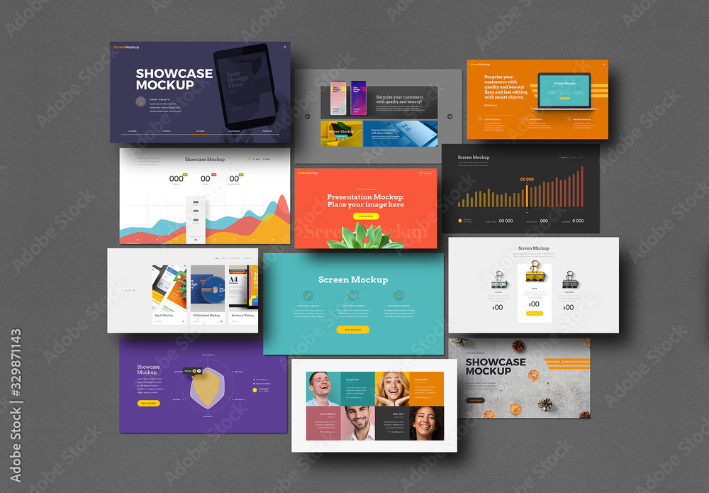 Presentation Showcase Mockup Set Stock Template | Adobe Stock