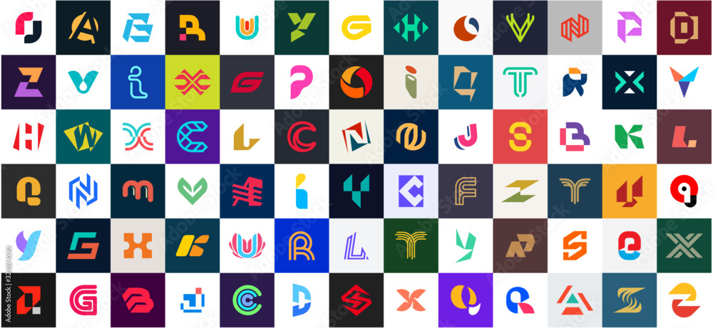 Abstract logos collection with letters. Geometric abstract logos Stock ...