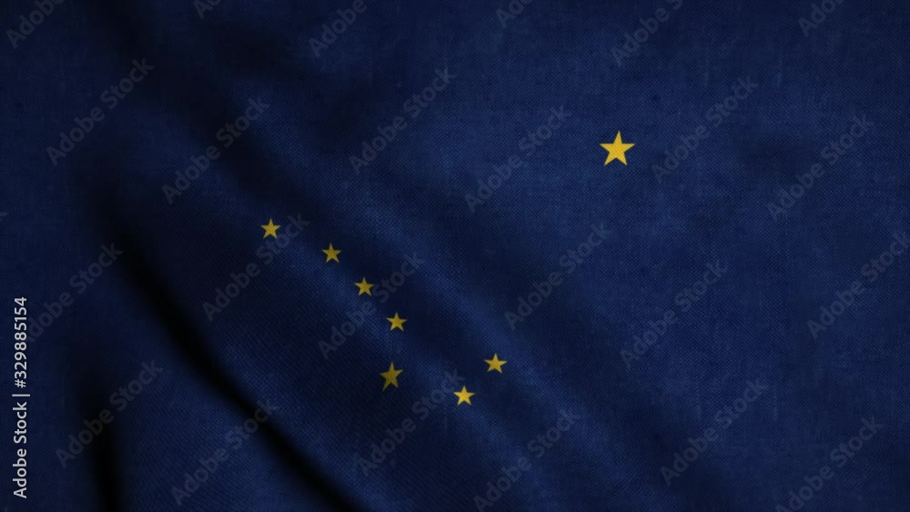 Alaska flag waving in the wind. Sign of Alaska US State seamless loop ...
