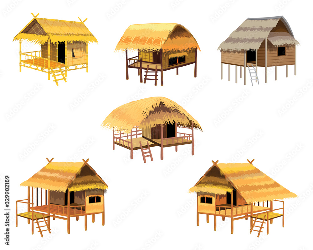 isolated straw hut on white background vector design Stock Vector ...