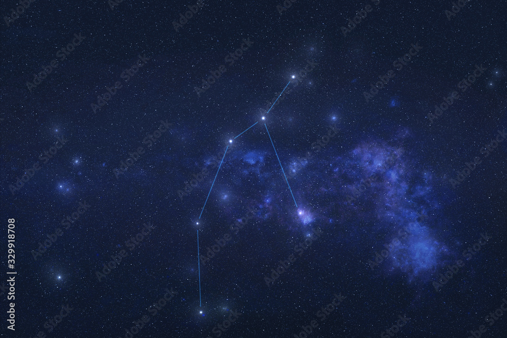Perseus Constellation in outer space. Perseus constellation stars on ...