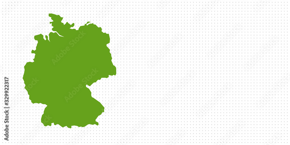 Illustrated green map of Germany on white concrete background with copy ...