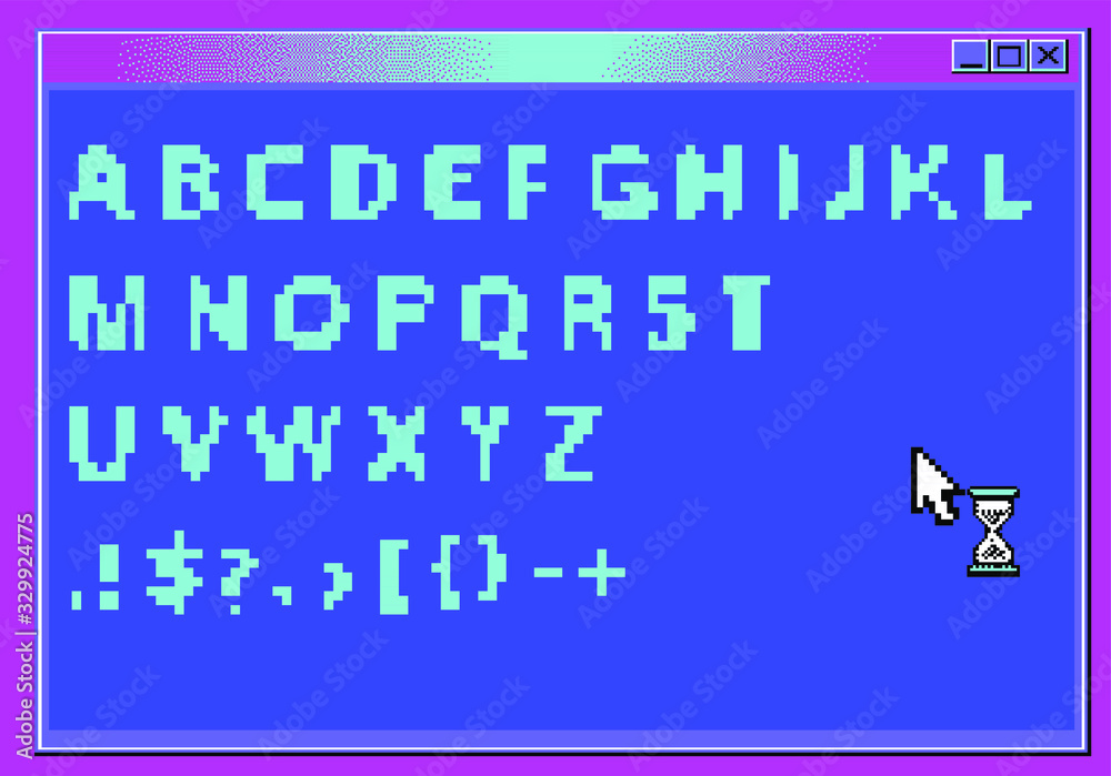 Pixel alphabet letters and punctuation marks. Modern stylish font or ...