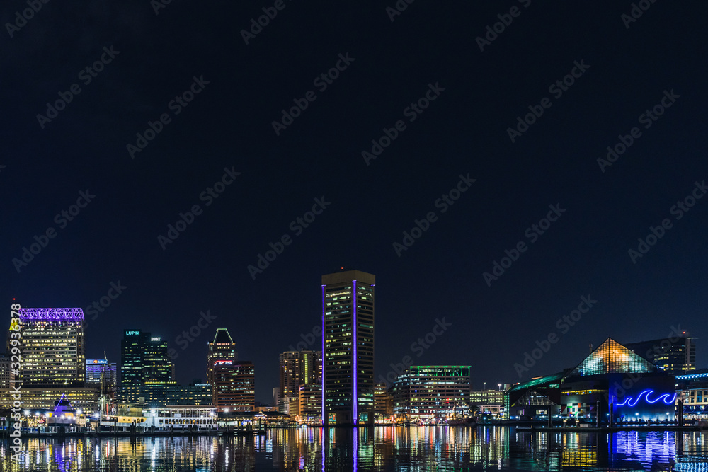 Baltimore Harbor at Night Stock Photo | Adobe Stock
