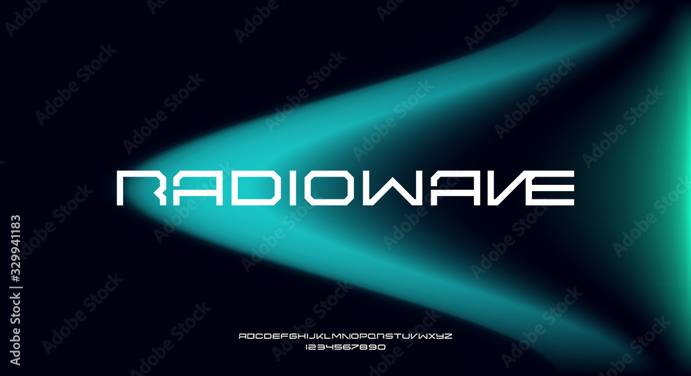 Radiowave, an abstract technology futuristic alphabet font. digital ...