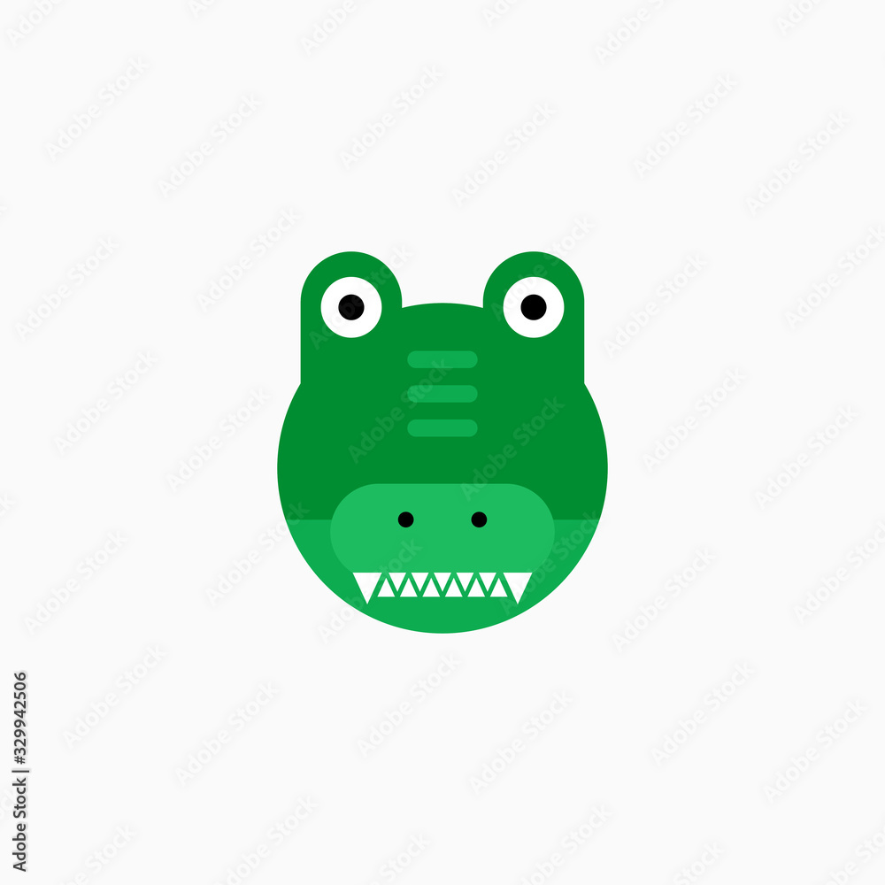 Cute cartoon Crocodile face. Sticker with funny character. Alligator ...