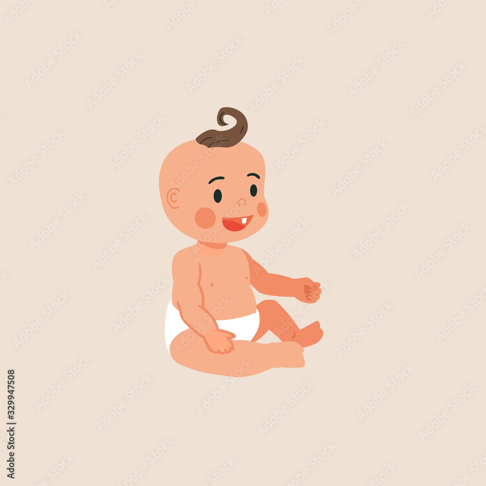 Character Baby in diaper. Vector Illustration. Stock Vector | Adobe Stock