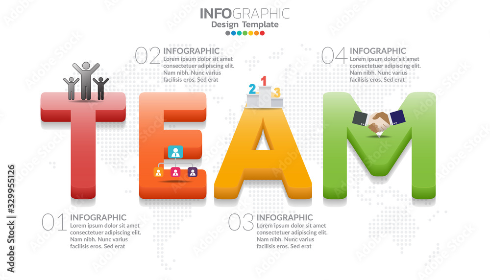 Vetor de Infographic diagram with word TEAM. Teamwork concept. do Stock ...
