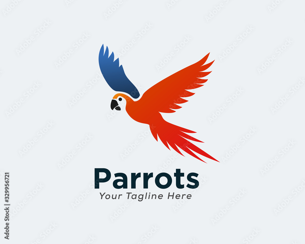 Flying parrots art logo design inspiration Stock Vector | Adobe Stock