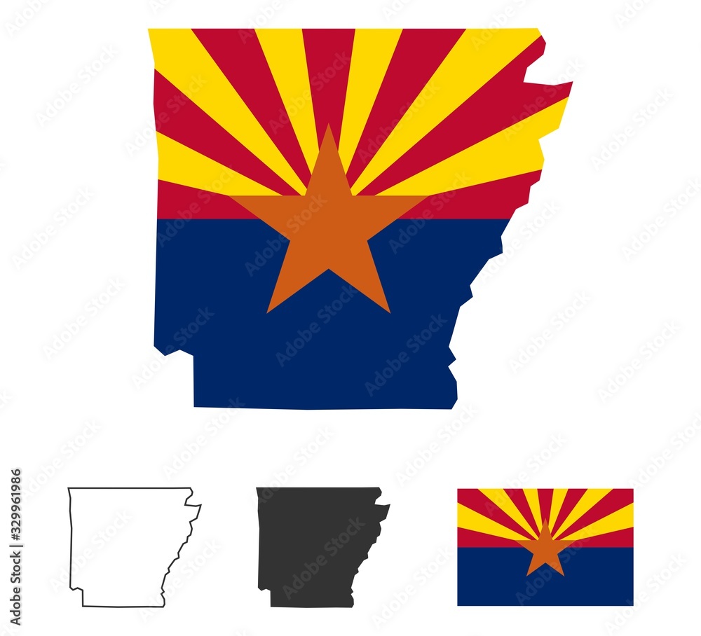 Arizona Flag Map Vector - Set of Arizona State Flag and Blank Map ...