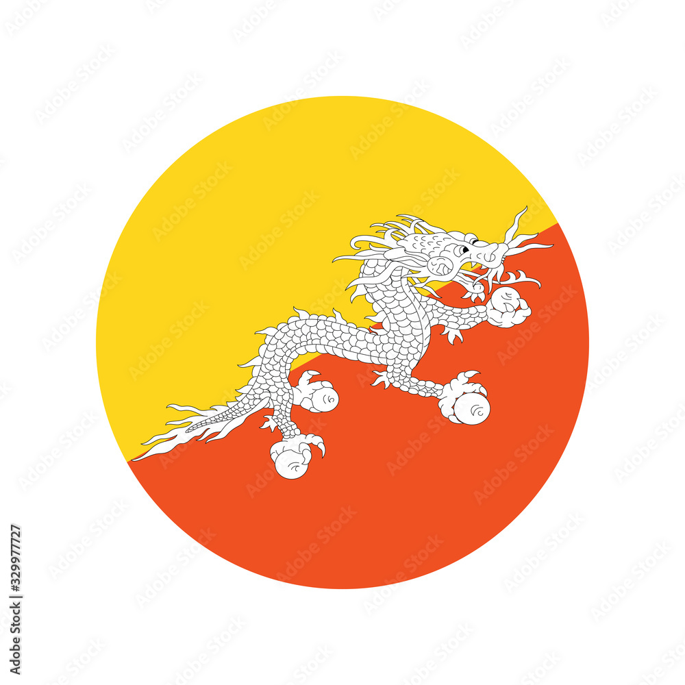 Bhutan flag in glossy round button of icon. flag logo of Bhutan emblem ...