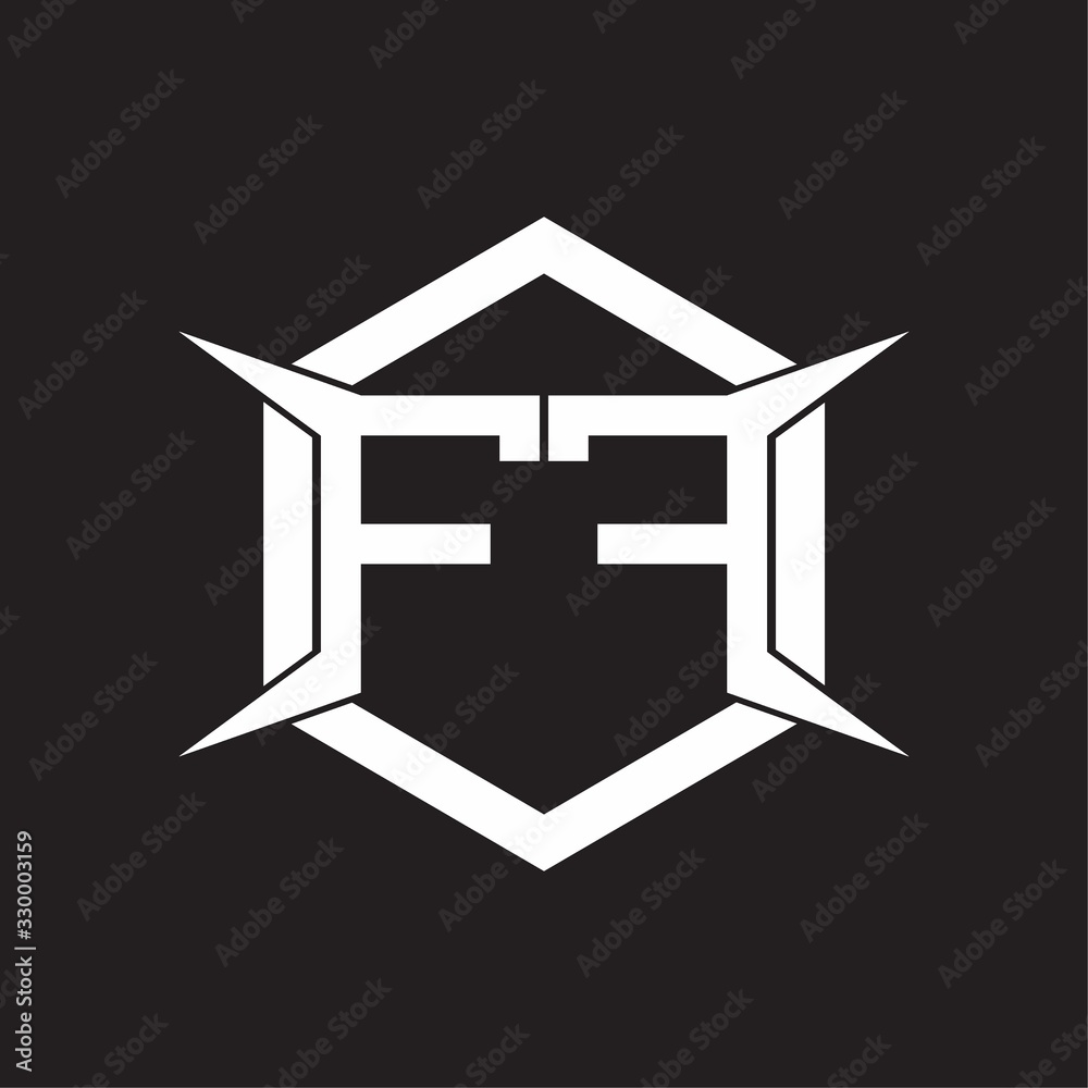FF Logo monogram with hexagon and four taper shape design template ...