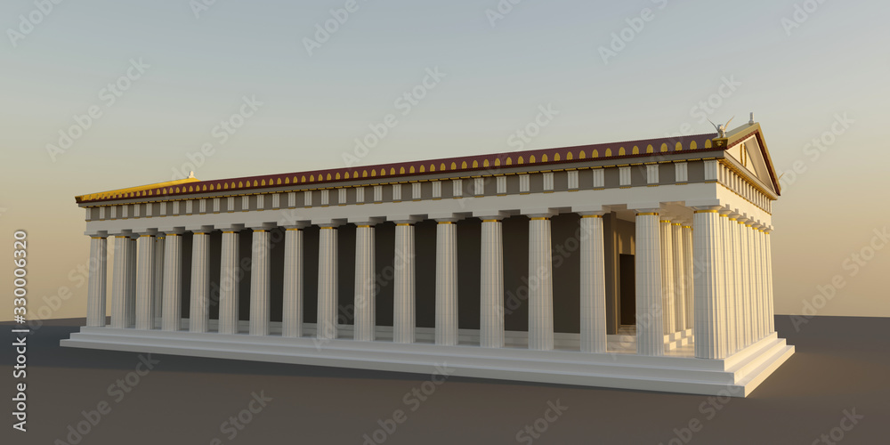 Parthenon, ancient greek temple, visualization, 3D illustration Stock Illustration | Adobe Stock