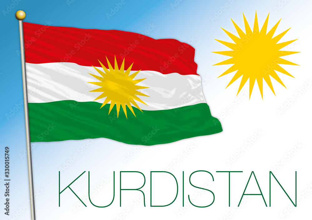 Kurdistan national flag and symbol, asiatic territory, vector ...