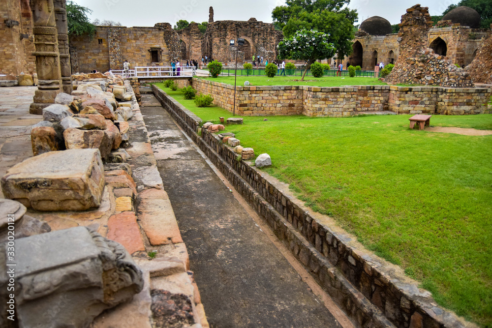 Old Architecture inside Qutub Minar during the day time in Delhi India ...
